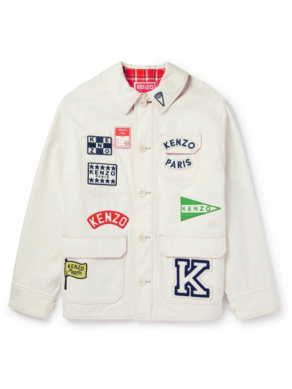 KENZO - Appliquéd Cotton-Twill Jacket - White Kenzo