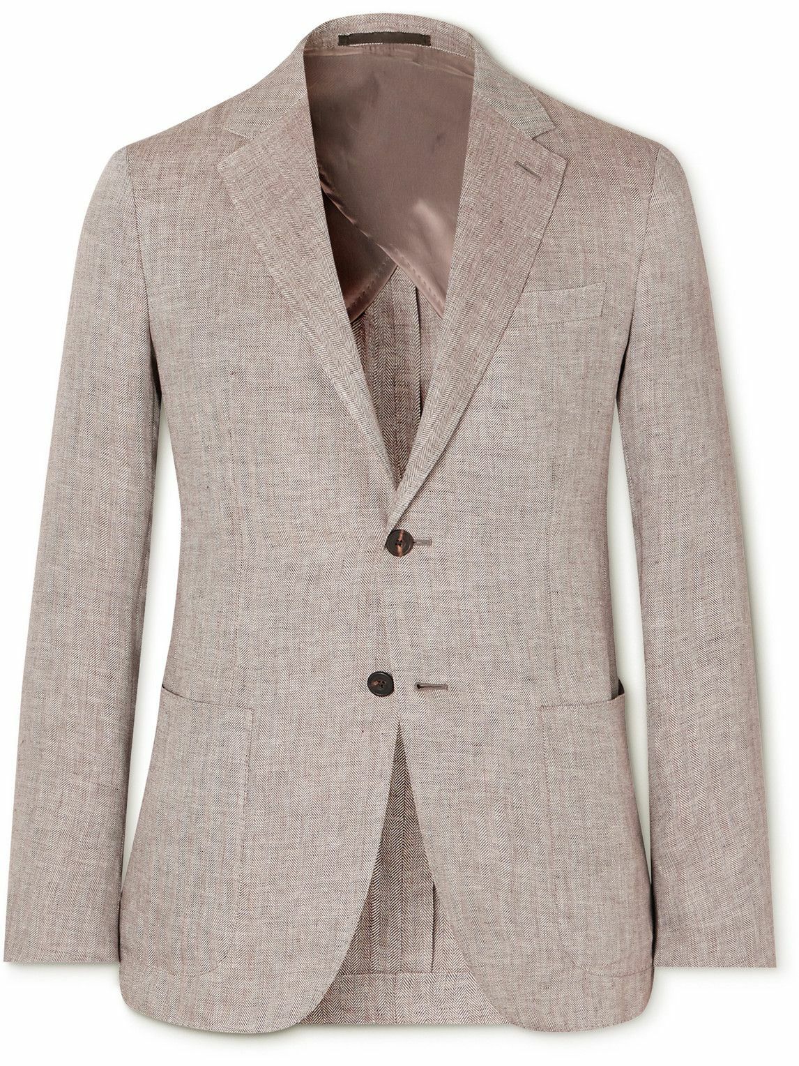 Kingsman - Herringbone Linen Blazer - Brown Kingsman