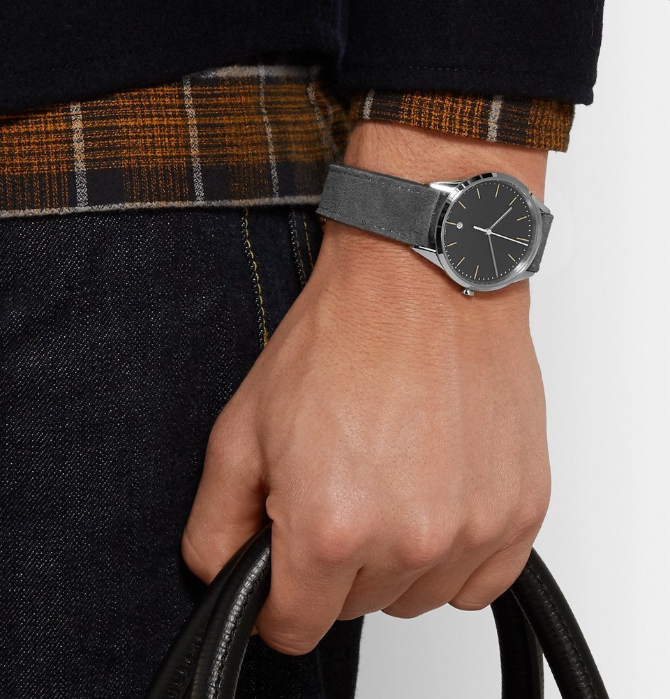 Uniform Wares - C36 Stainless Steel And Suede Watch - Men - Gray ...