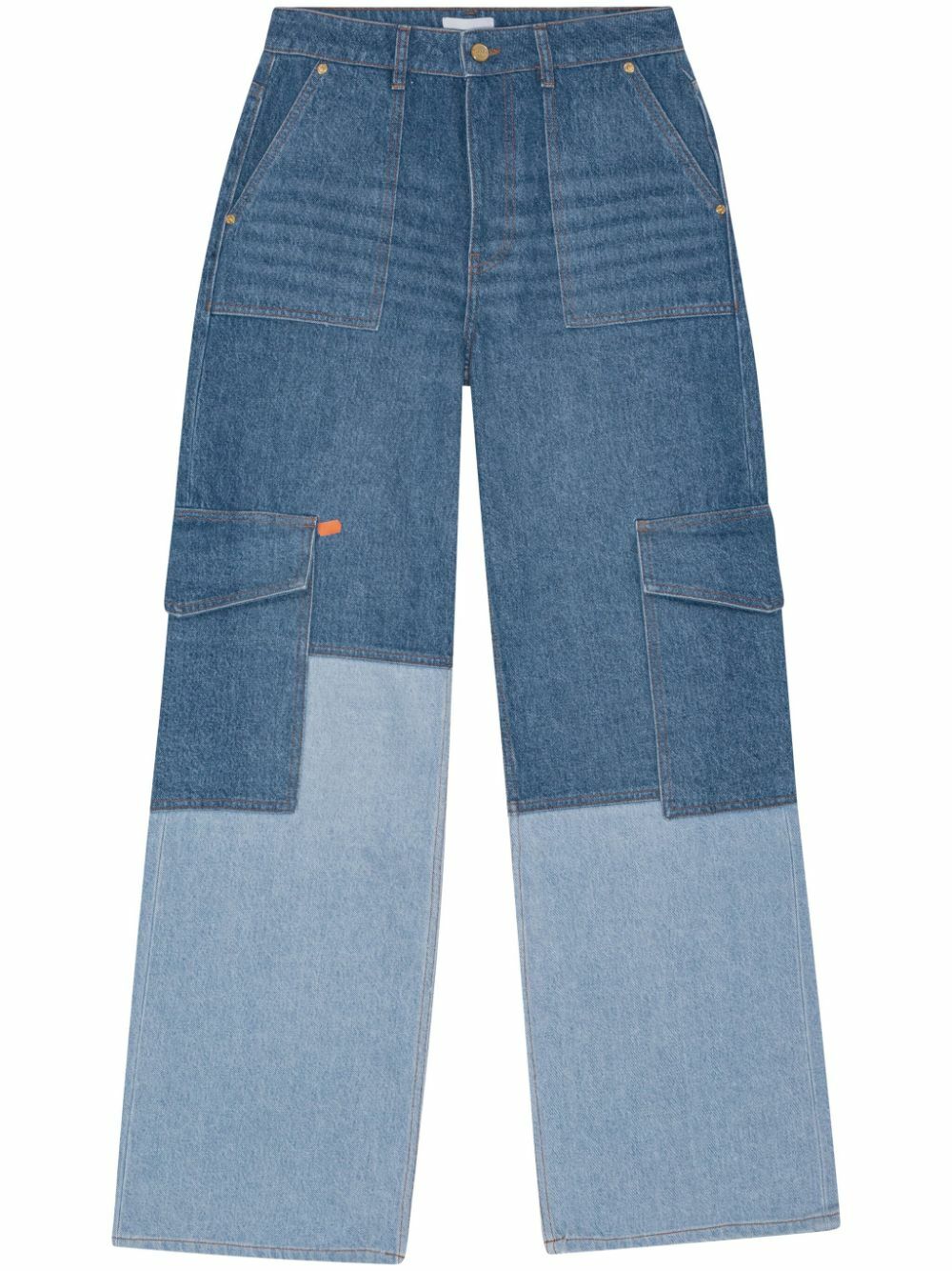 GANNI Blue Patchwork Wide-Leg Jeans GANNI