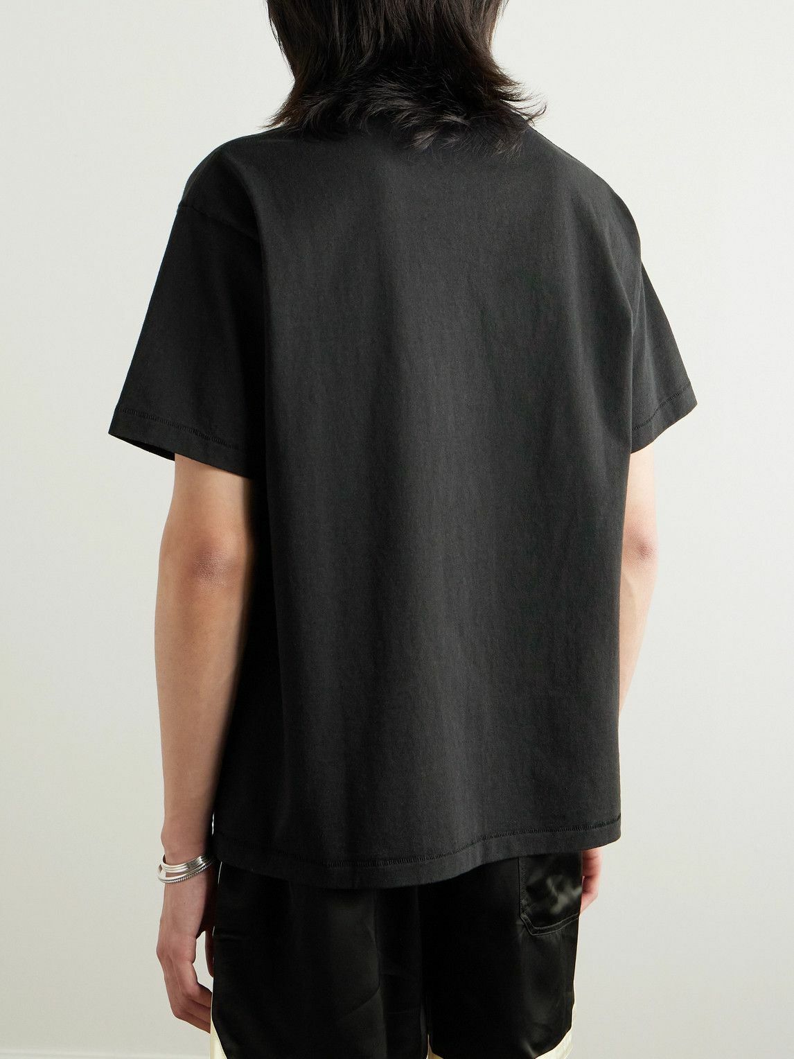 BODE - Logo-Embroidered Cotton-Jersey T-Shirt - Black Bode