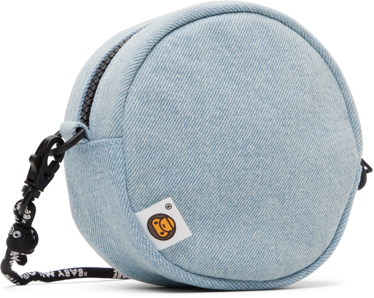 BAPE Kids Blue Baby Milo Face Denim Cross Bag A Bathing Ape
