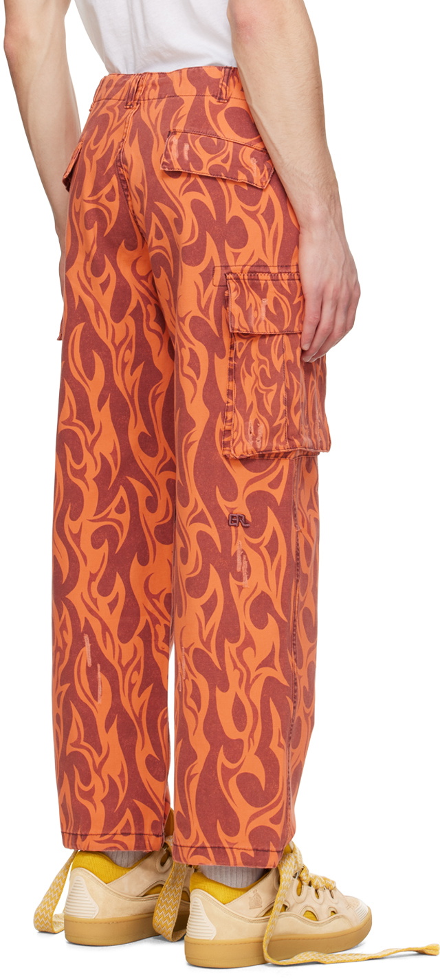 ERL Orange Graphic Cargo Pants ERL