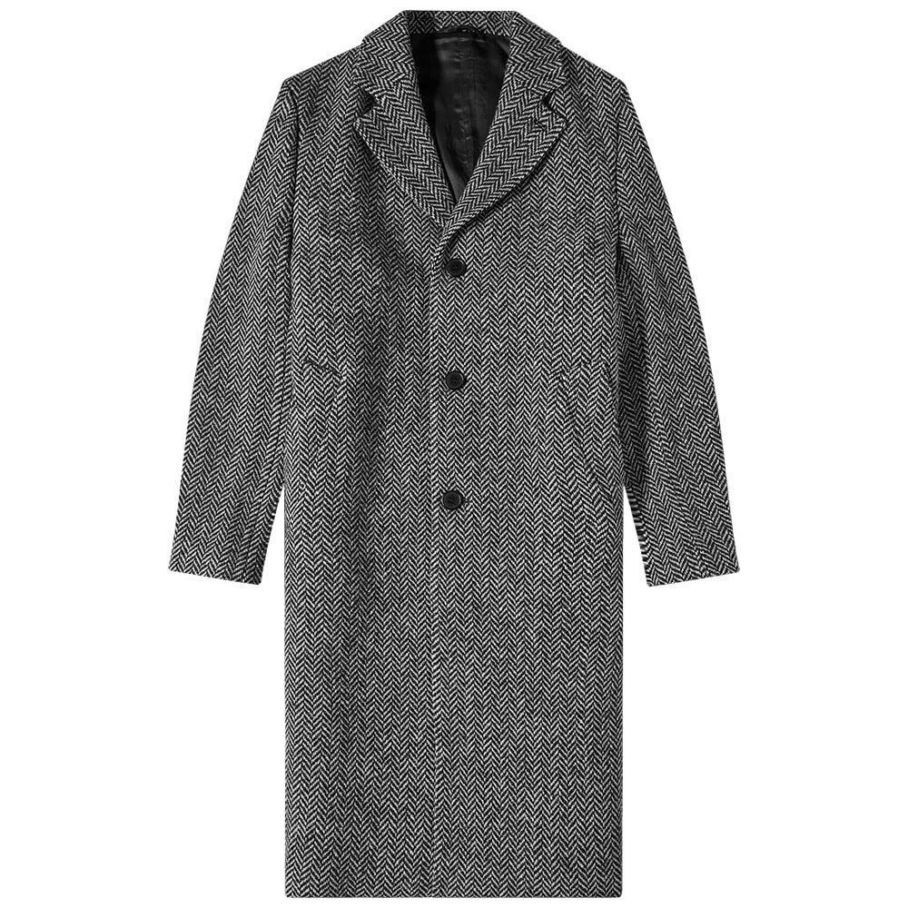 Officine Generale Men's Soft Jack Herringbone Wool Coat in Black/White ...