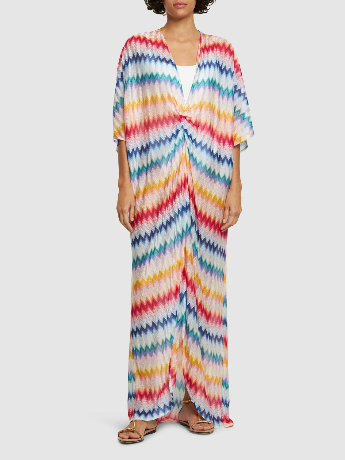 MISSONI - Chevron Draped Lurex Long Dress Missoni