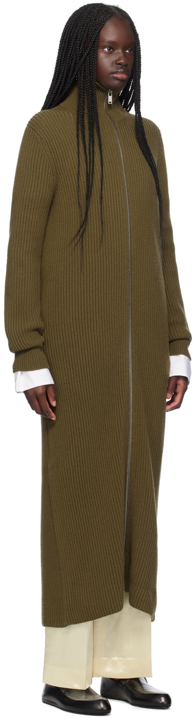 Jil Sander Khaki Zip-Up Cardigan Jil Sander