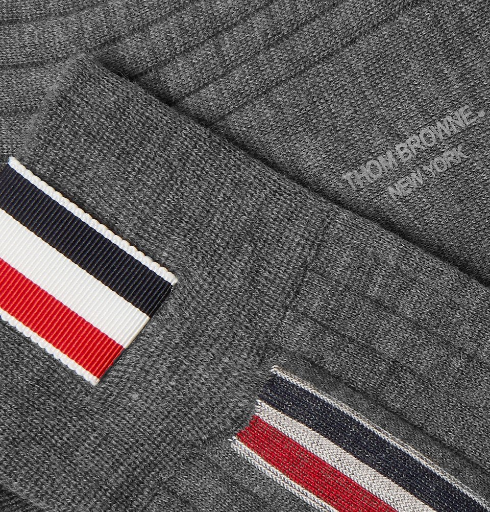 Thom Browne - Striped Ribbed Cotton Socks - Gray Thom Browne