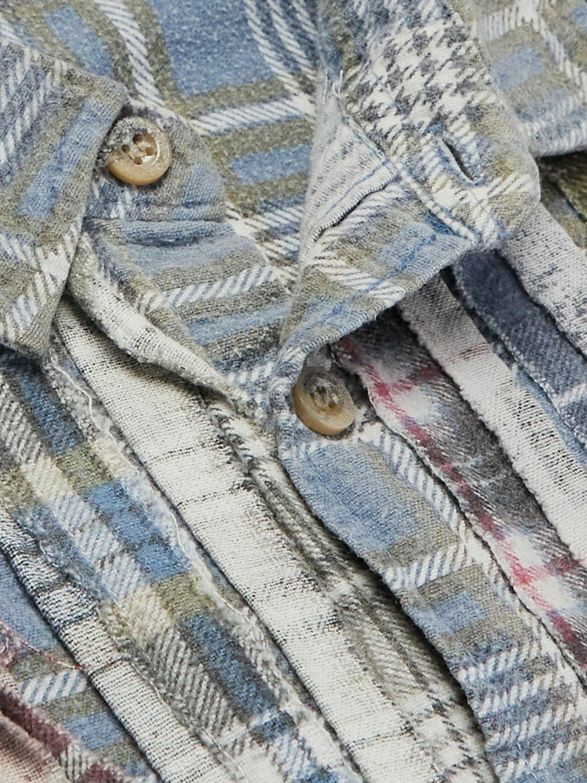 Needles - Patchwork Distressed Checked Cotton-Flannel Shirt Needles