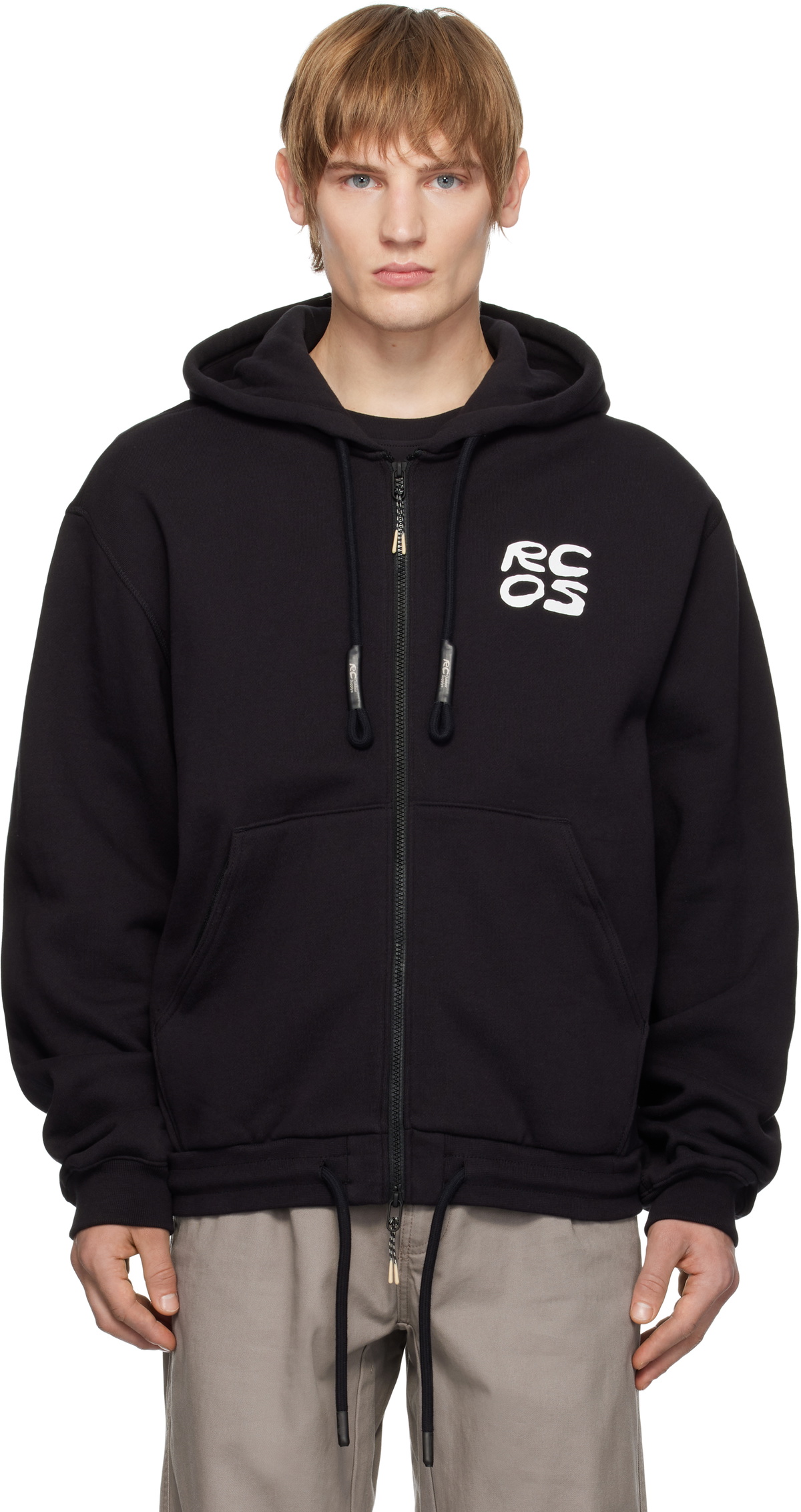 RCOS Black Stack Logo Zip Up Hoodie RCOS