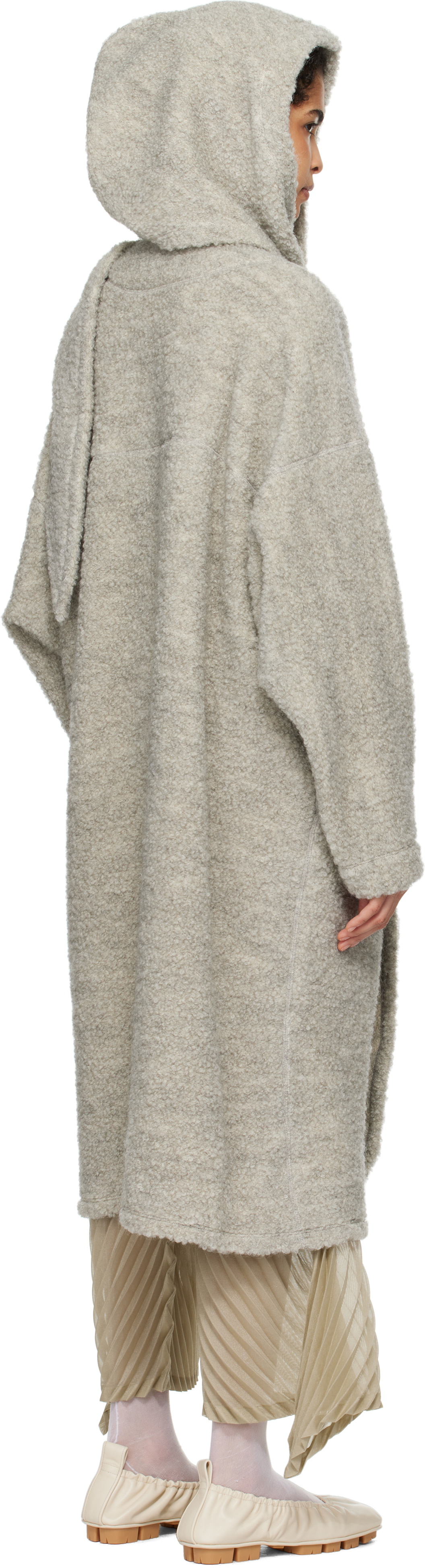 ISSEY MIYAKE Gray Raw Wool Loop Yarn Coat Issey Miyake Men