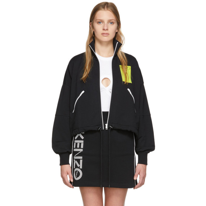 Kenzo Black Two-Tone Zip-Up Sweater Kenzo