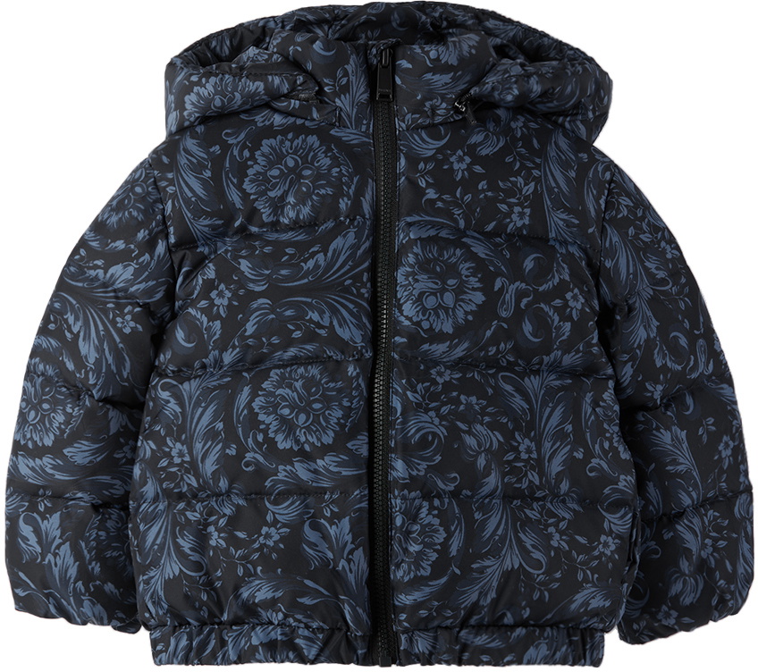 Versace Baby Navy Barocco Down Jacket Versace