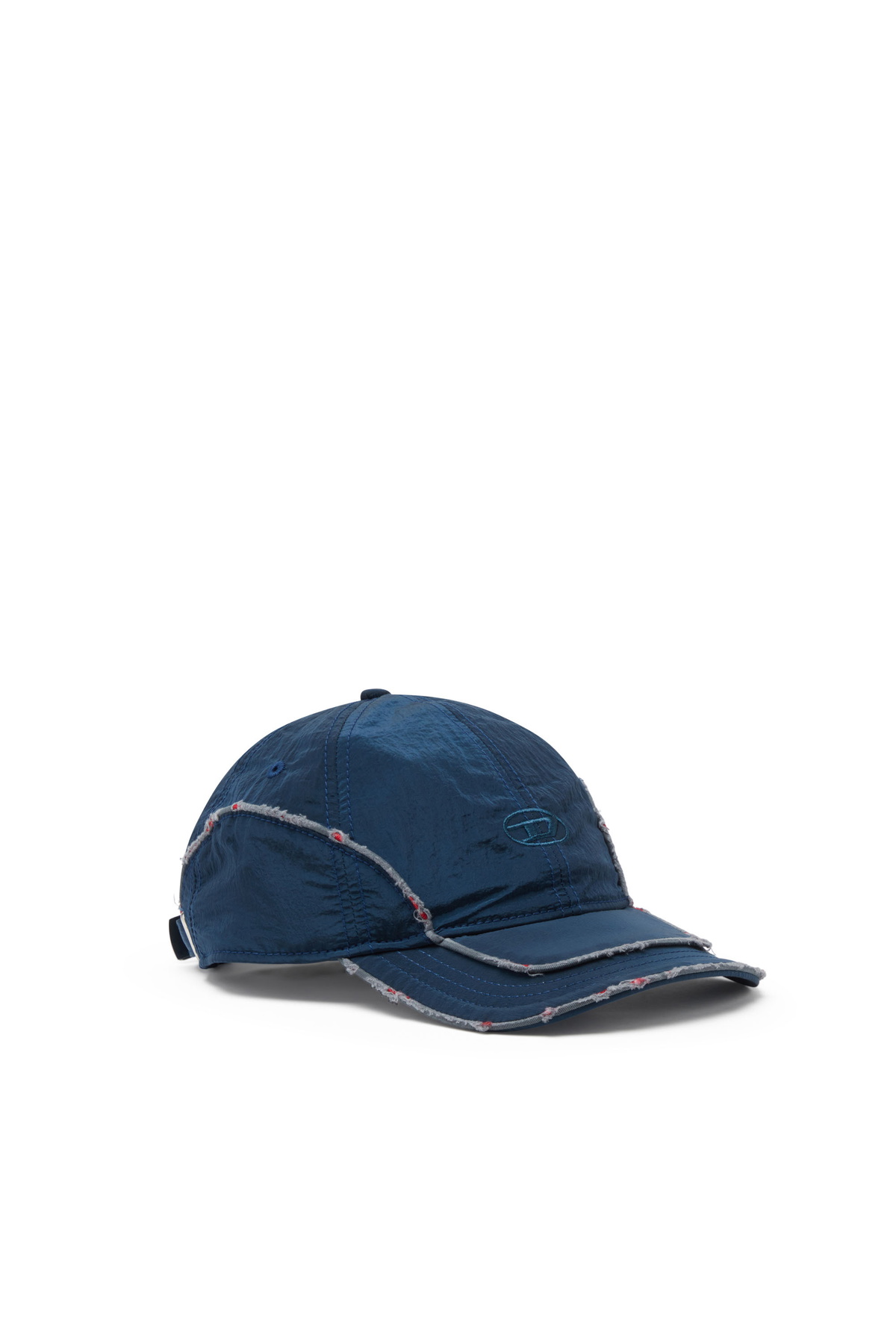Diesel Crinkled nylon baseball cap with tonal D - Caps Mens in Blue Diesel