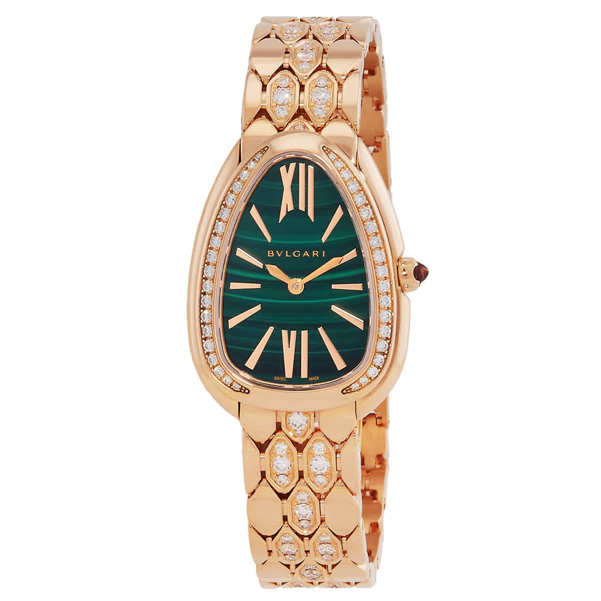 Bvlgari Serpenti Seduttori Quartz Diamond Malachite Dial Ladies Watch 103835 Bvlgari