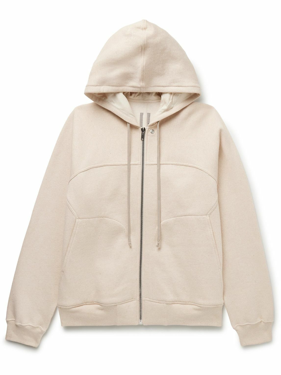 Rick Owens - Panelled Cotton-Jersey Zip-Up Hoodie - Neutrals Rick Owens