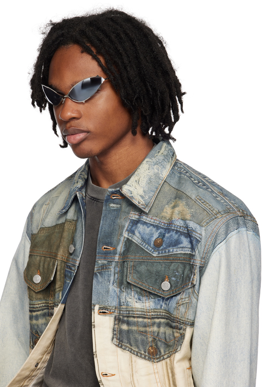 MAUSTEIN Silver Metal Spike Sunglasses stein