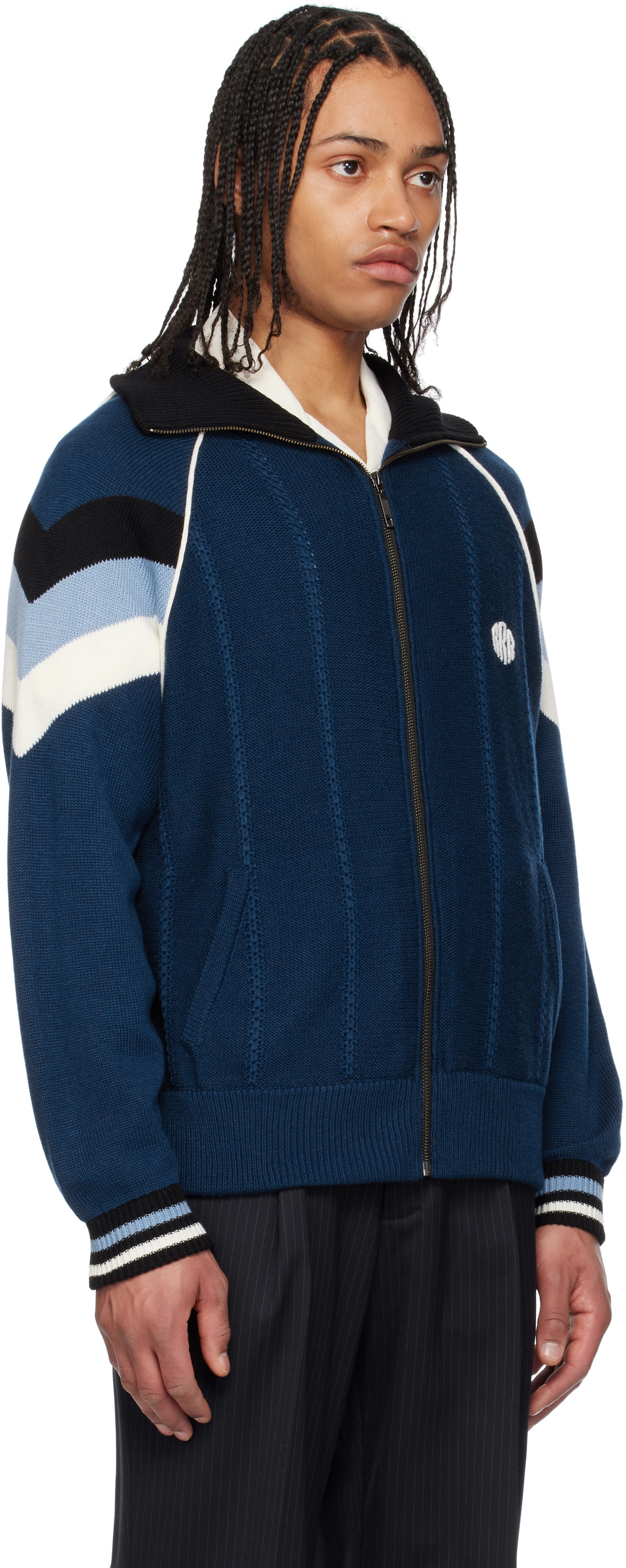 RICE NINE TEN Blue Knitting Track Jacket RICE NINE TEN
