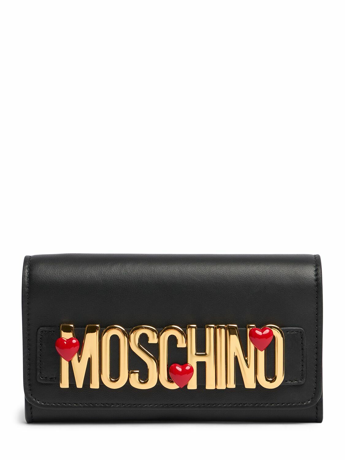 MOSCHINO Heart Logo Nappa Leather Wallet On Chain Moschino