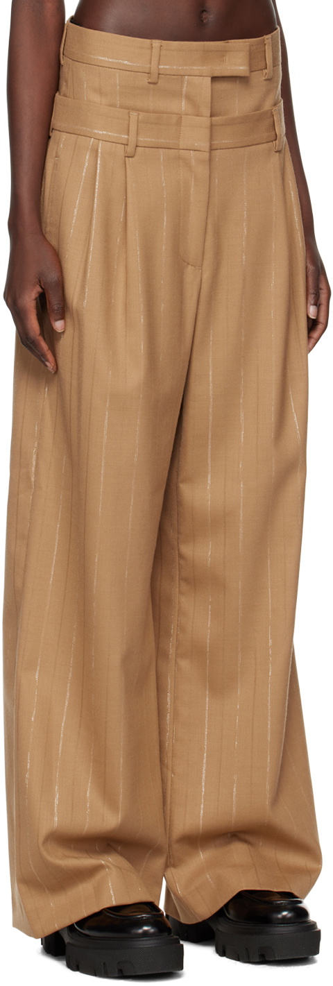MSGM Beige Double Waistband Trousers MSGM