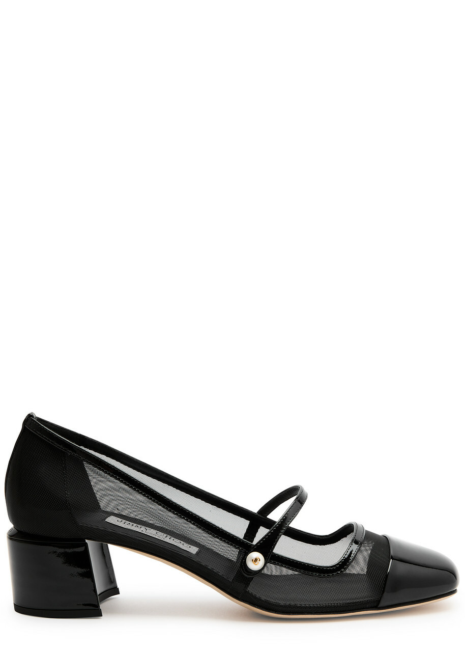 Jimmy Choo Elisa 45 Mesh and Patent Leather Mary Jane Pumps Jimmy Choo