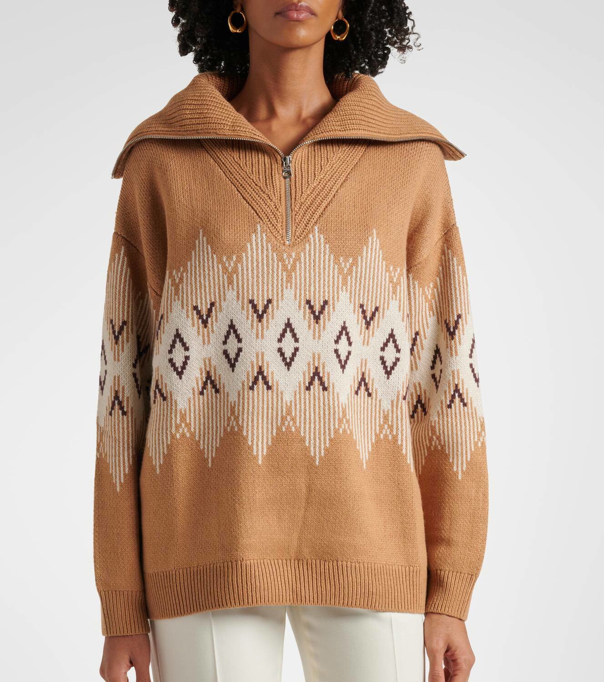 Varley Heidi wool-blend jacquard half-zip sweater Varley