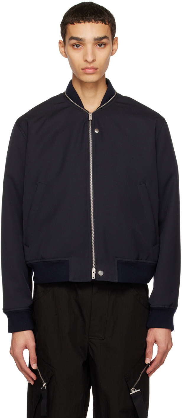 Jil Sander Navy Zip Bomber Jacket Jil Sander
