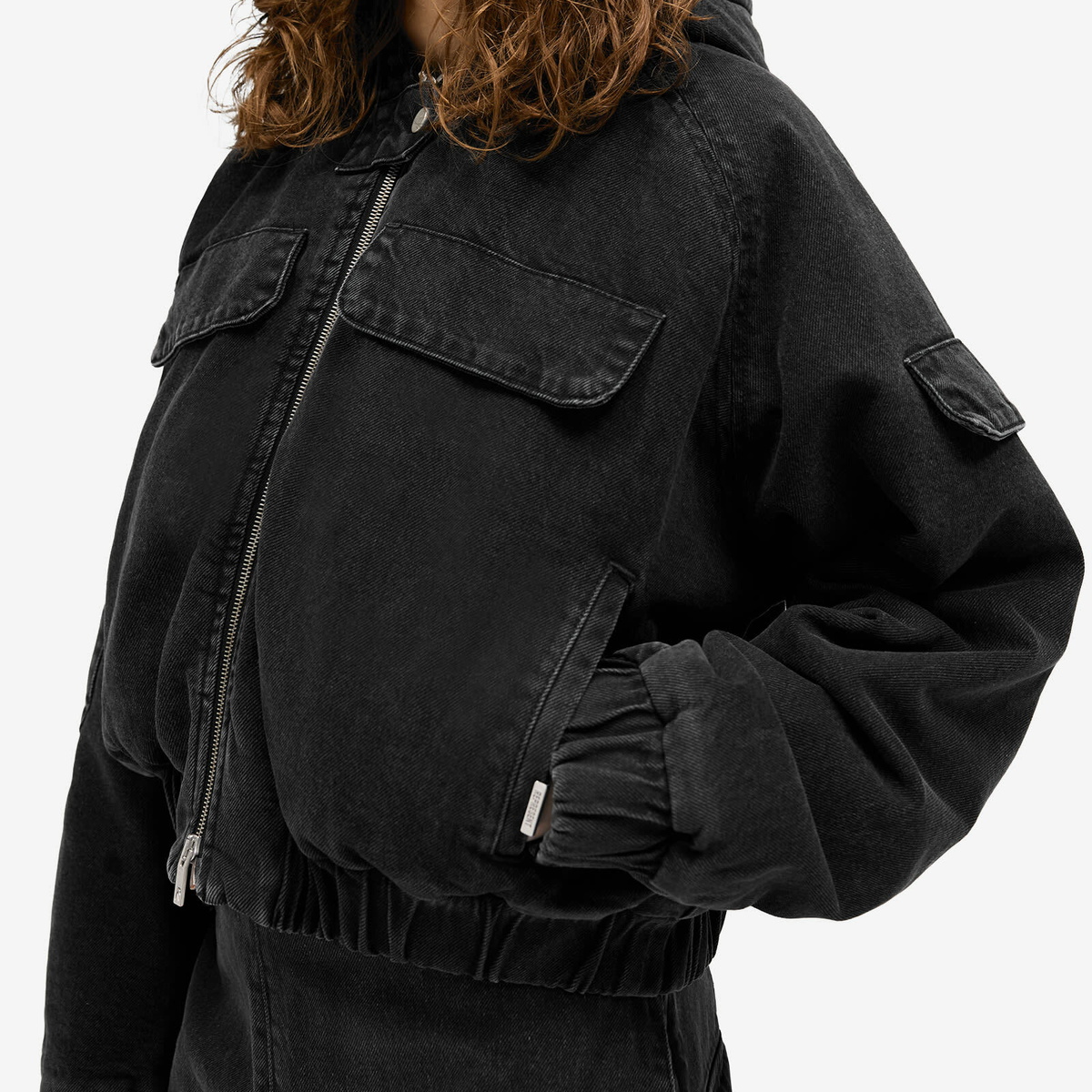 Represent Women's Crash Cropped Denim Jacket in Washed Black Represent