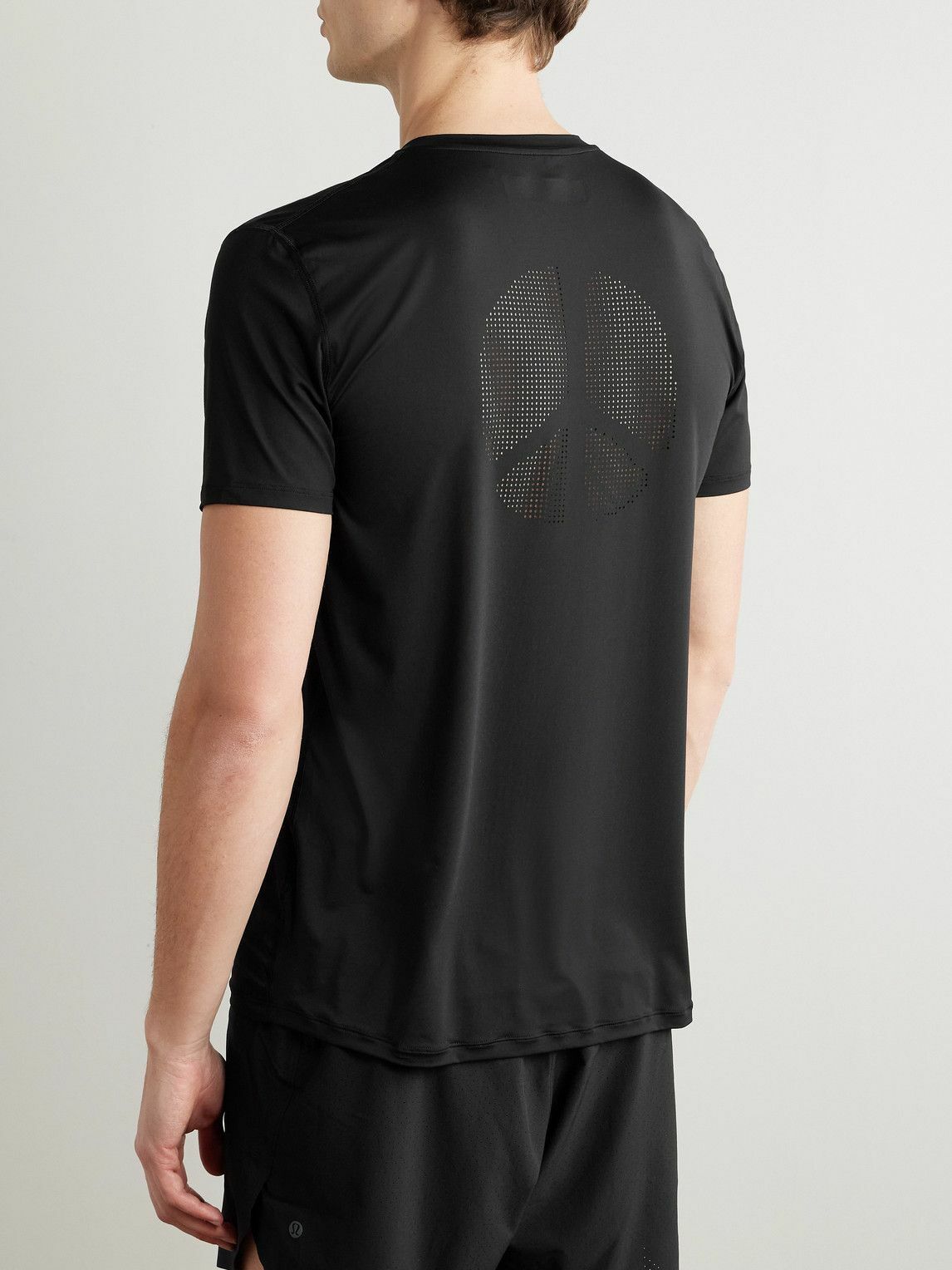 DISTRICT VISION - Logo-Print Perforated Stretch-Jersey T-Shirt - Black ...