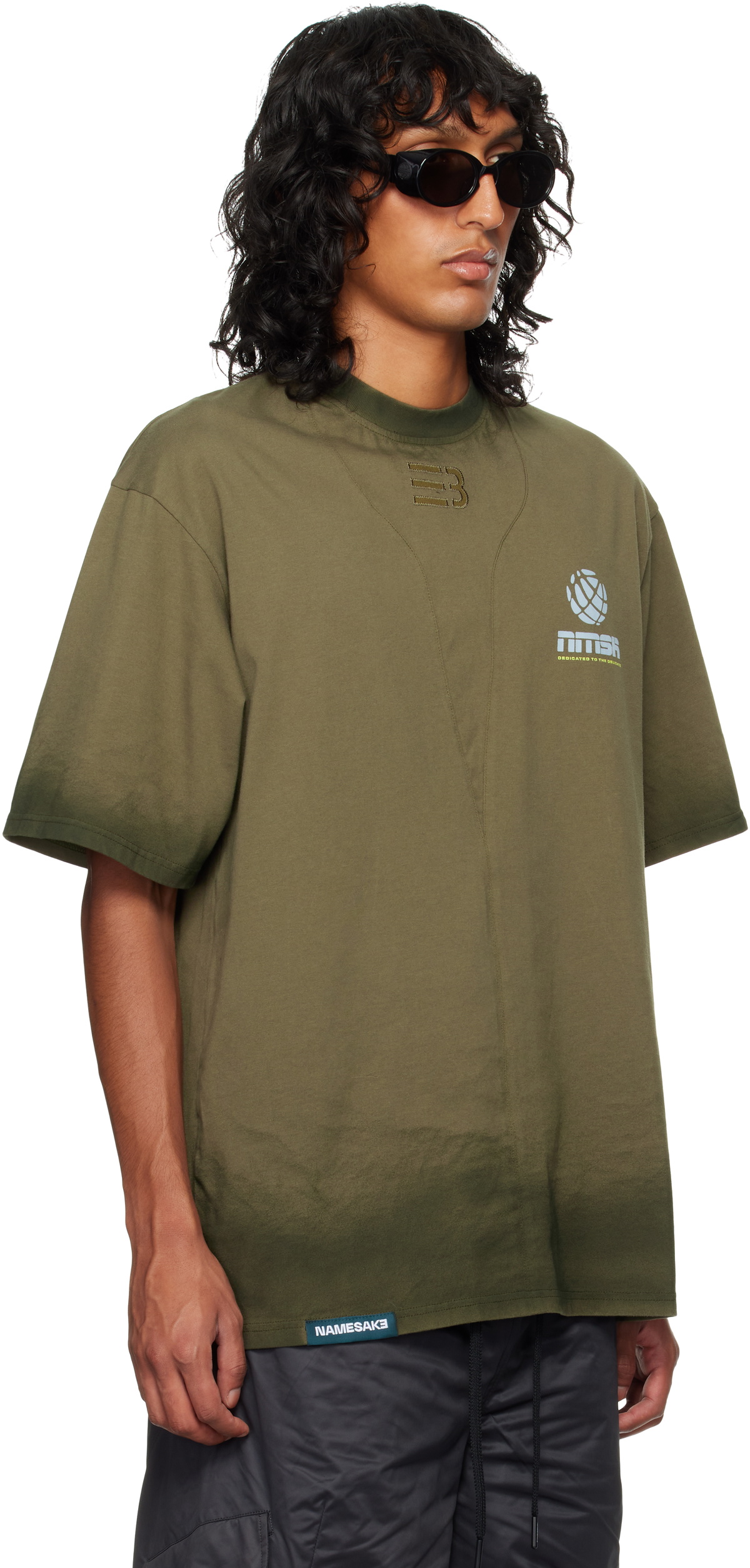 NAMESAKE Khaki Sava Stained Oversized Estate T-shirt NAMESAKE