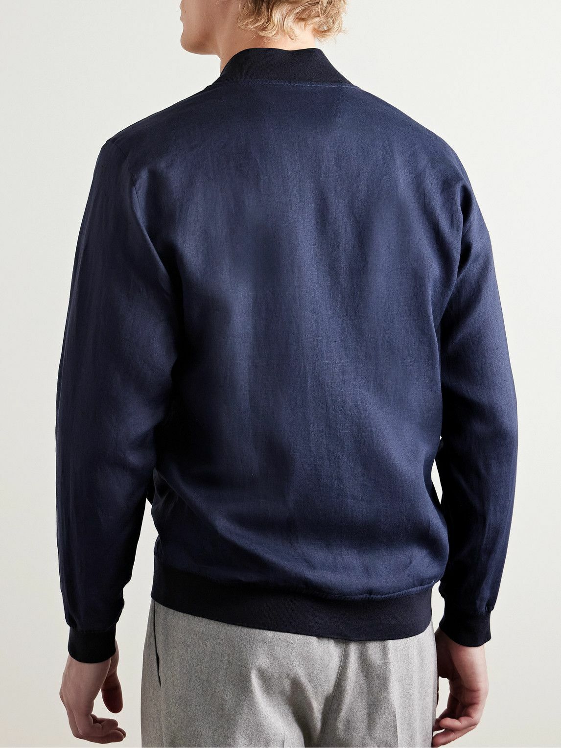 Kiton - Linen Bomber Jacket - Blue Kiton