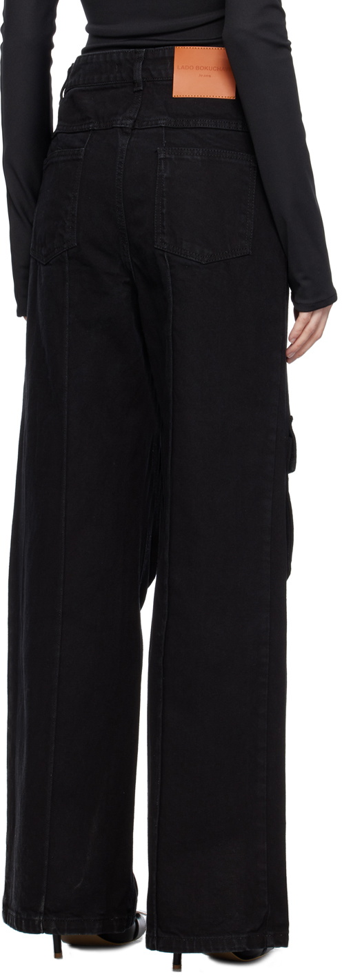 Lado Bokuchava Black Cargo Denim Jeans Lado Bokuchava