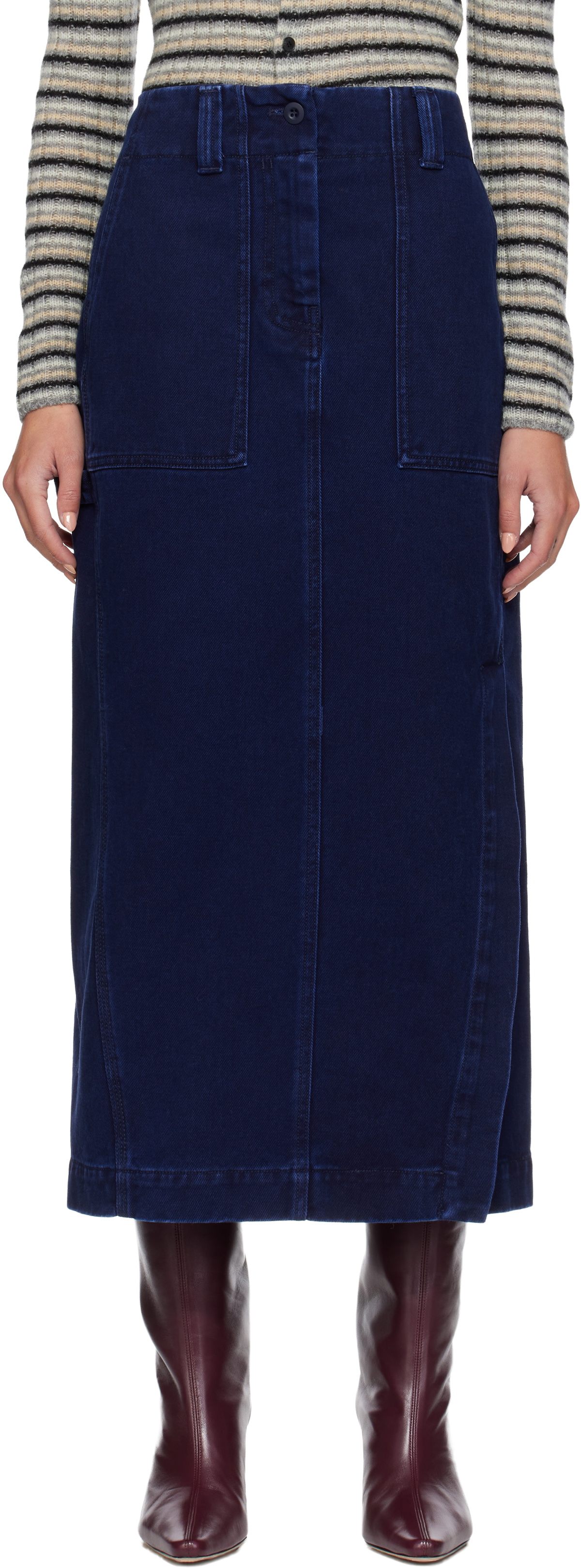 Weekend Max Mara Navy Valika Denim Maxi Skirt Weekend Max Mara