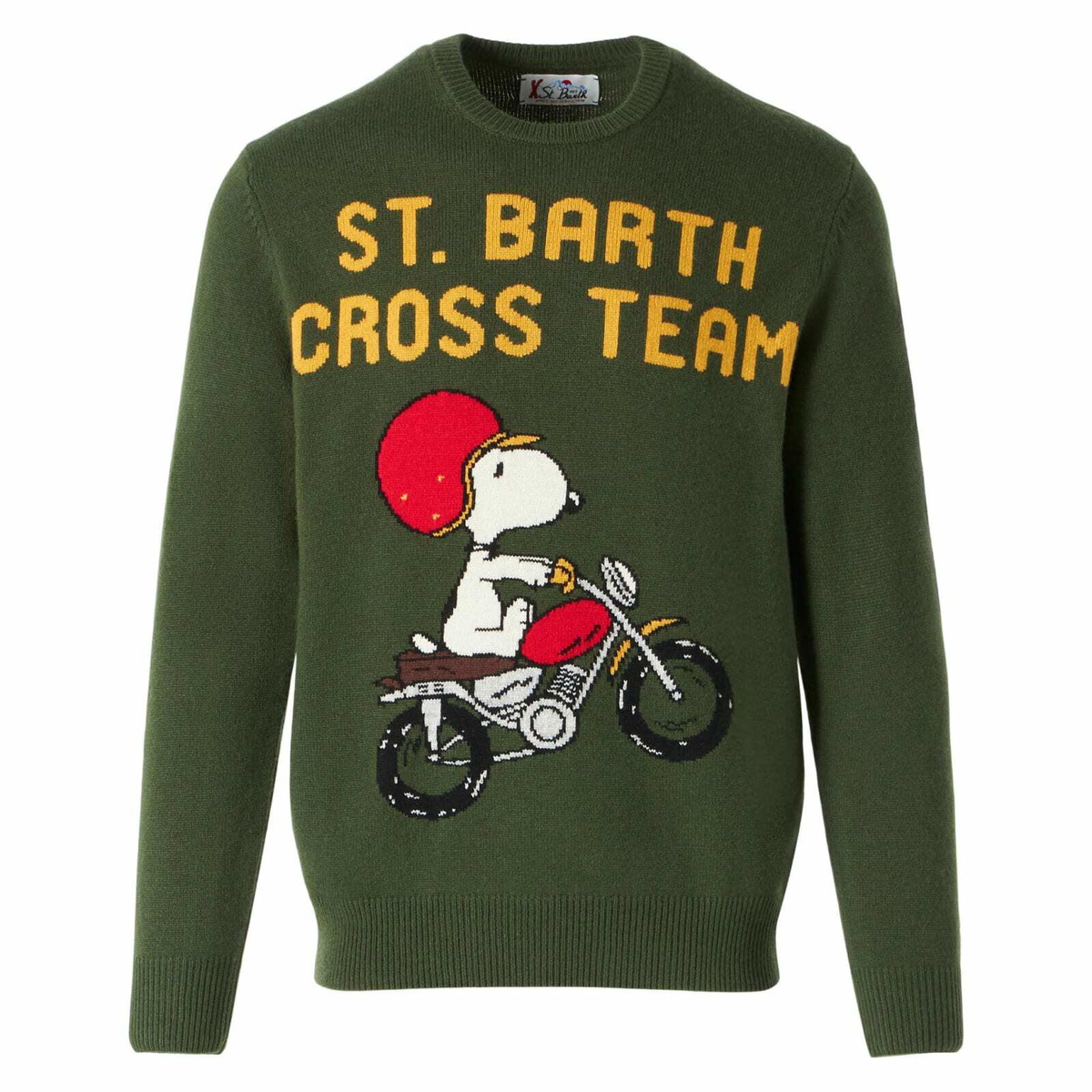 MC2 Saint Barth Man Military Green Sweater With Snoopy Print | Peanuts Special Edition MC2 Saint ...