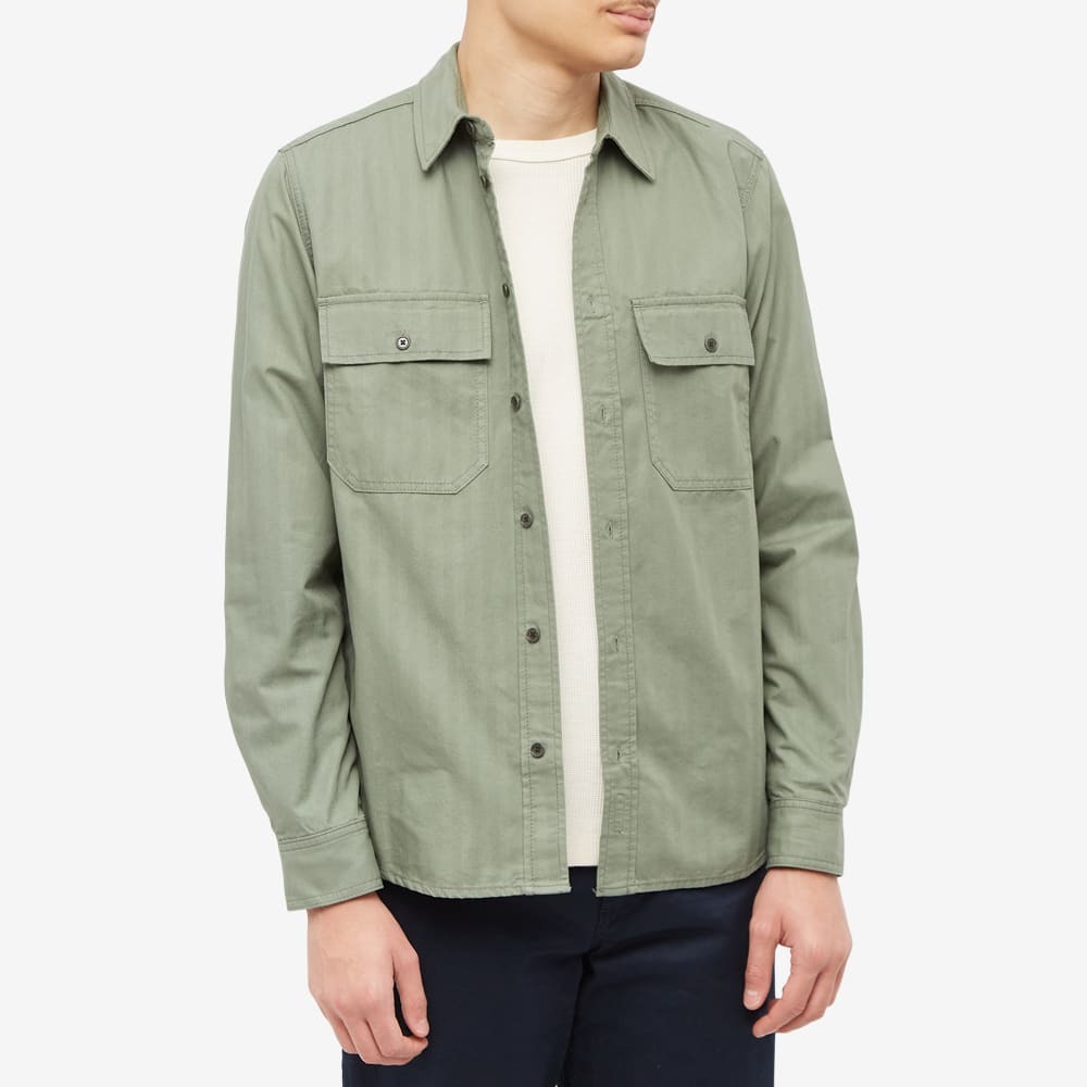 Wood Wood Men's Avenir Herringbone Shirt in Olive Wood Wood