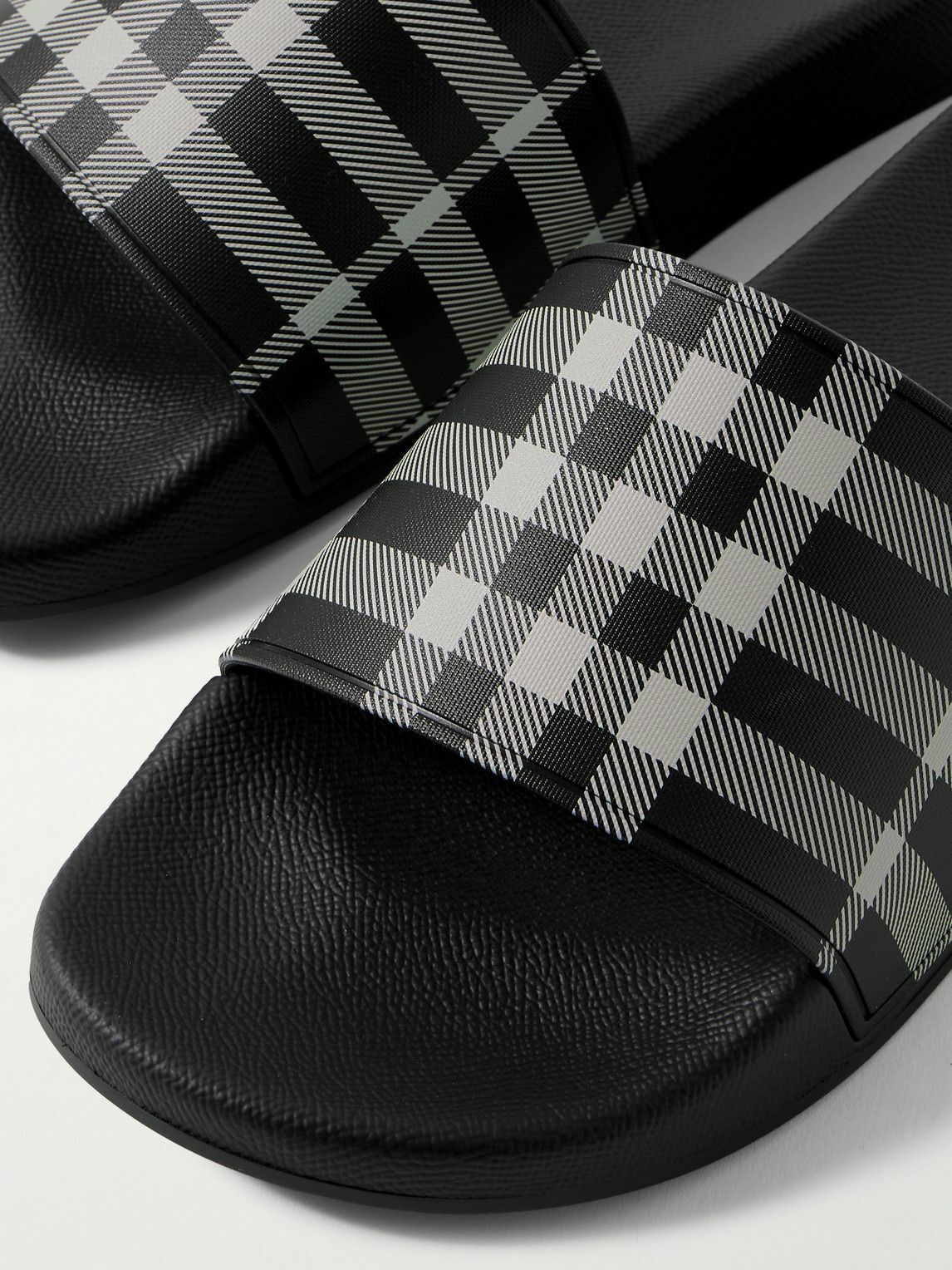 Burberry - Checked Rubber Slides - Black Burberry