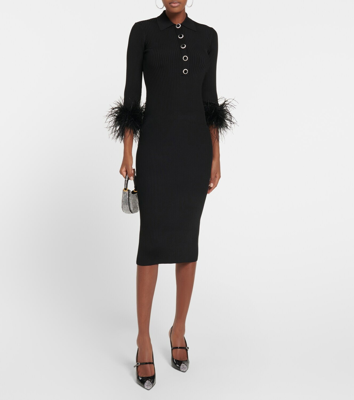 Rebecca Vallance Soraya feather-trimmed knit dress Rebecca Vallance