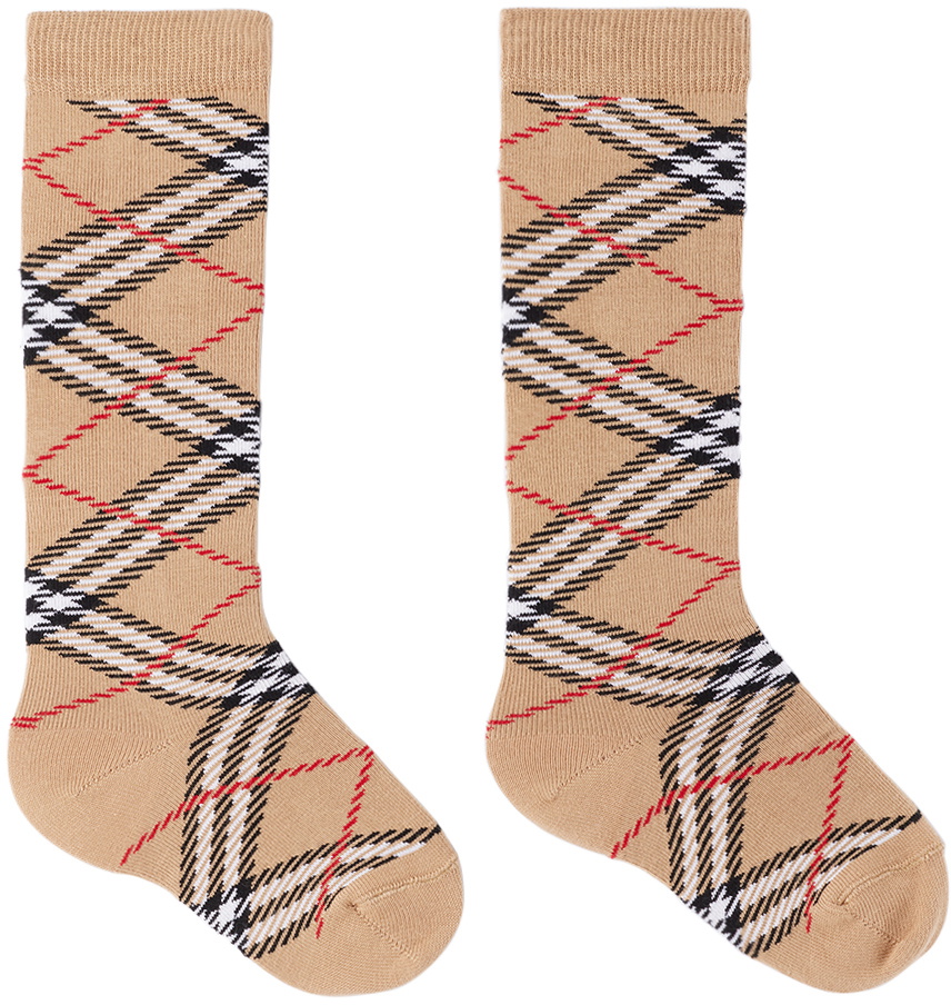 Burberry Kids Beige Check Socks Burberry