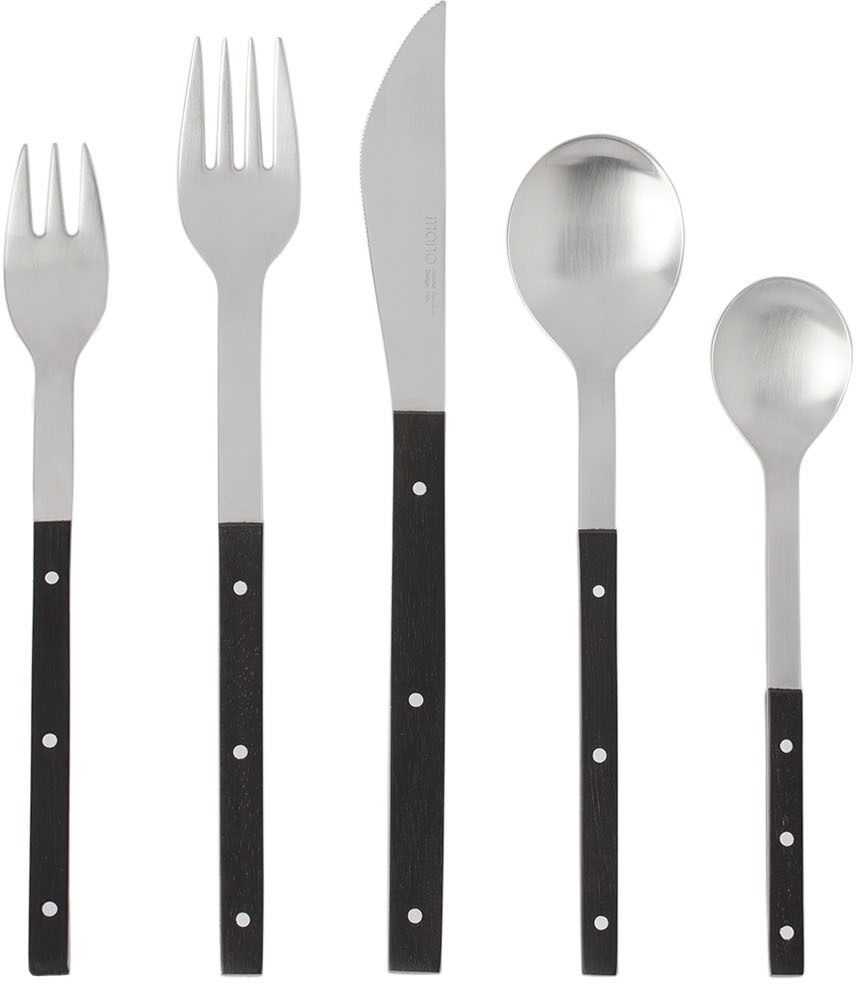 Mono Ebony & Stainless Steel Five-Pack E Cutlery Set Monobi