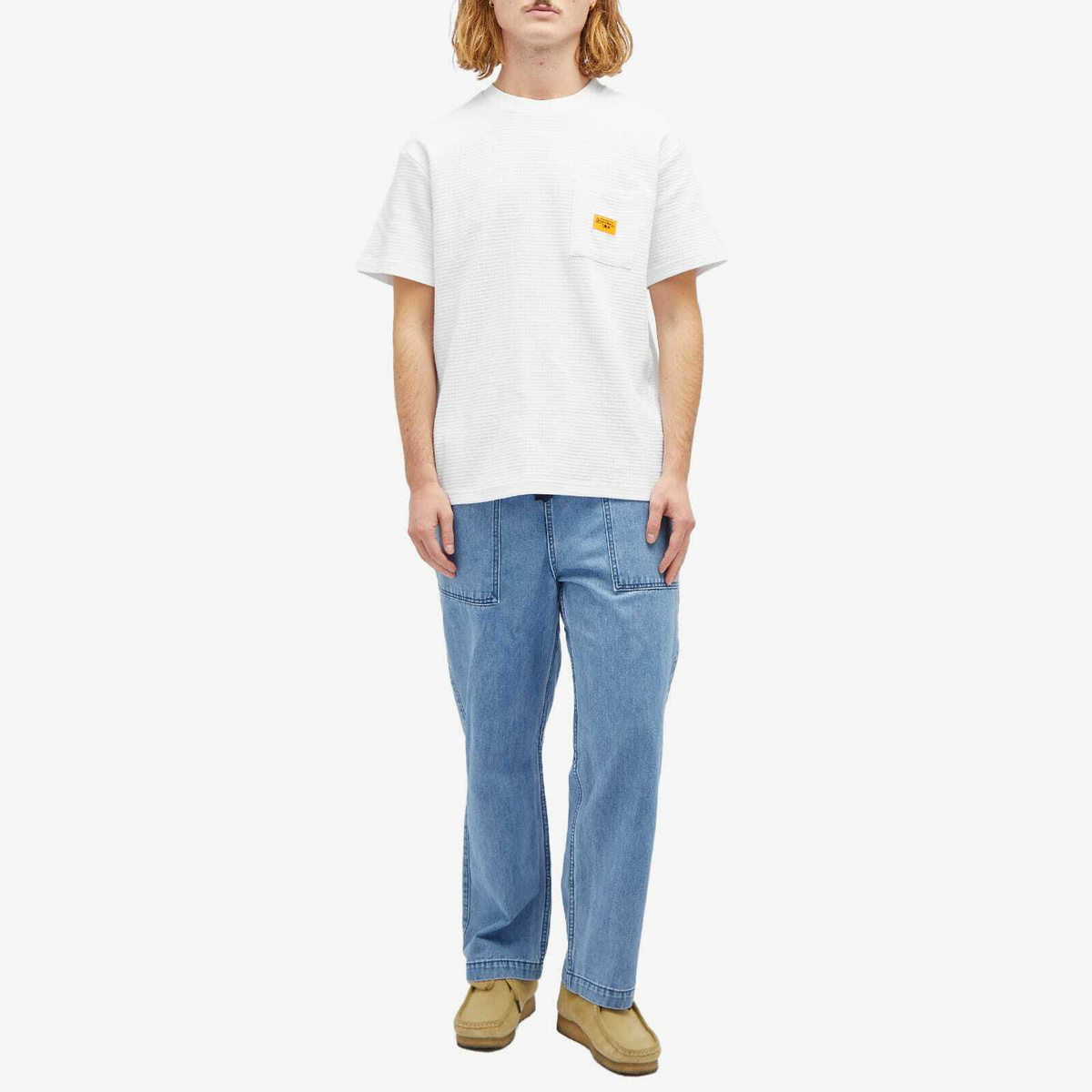 Service Works Men's Waffle Pocket T-Shirt in White Service Works