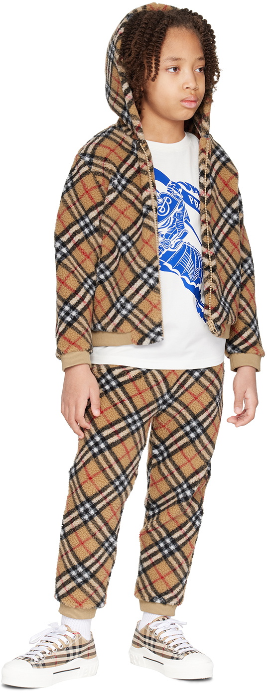 Burberry Kids Beige Check Sweatpants Burberry