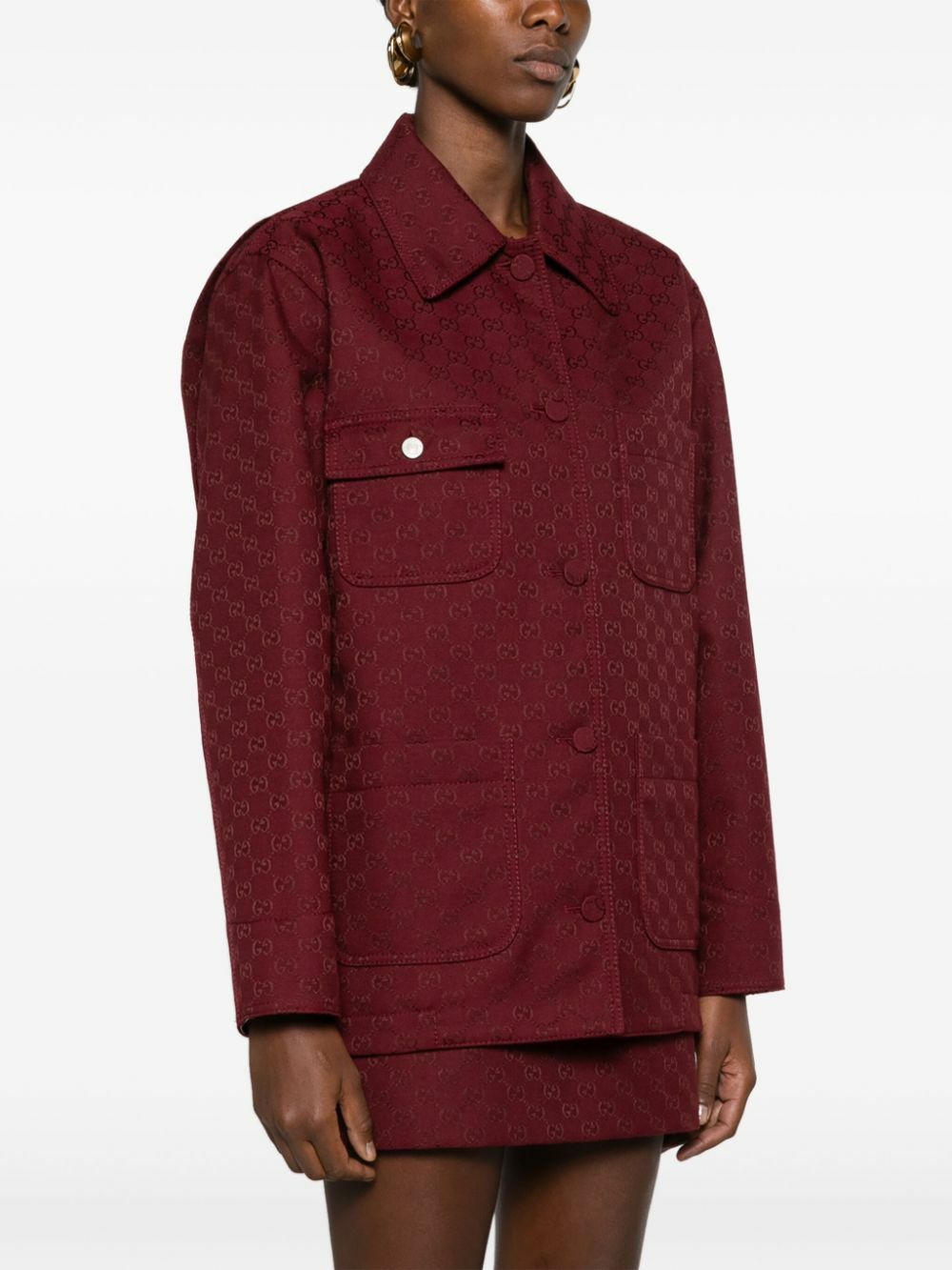 Gucci Red GG Jacquard Military Jacket Gucci