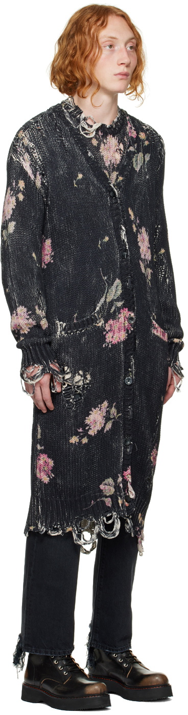 R13 Black Distressed Long Cardigan R13