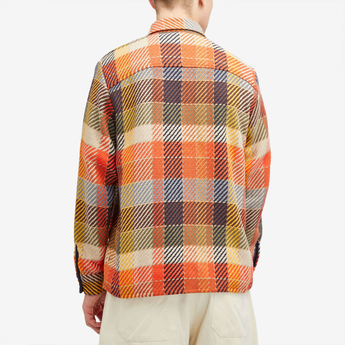 Wax London Men's Whiting Pike Check Overshirt in Orange Multi Wax London