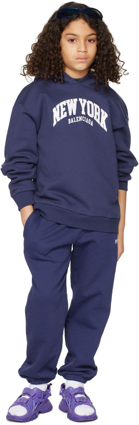 Balenciaga Kids Kids Blue Cities New York Hoodie Balenciaga Kids