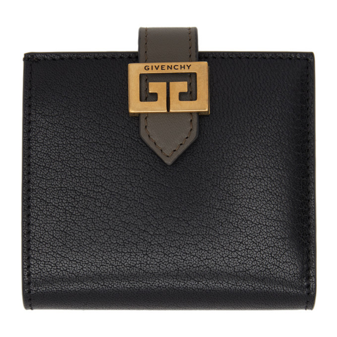 Givenchy Black and Taupe Small GV3 Bifold Wallet Givenchy