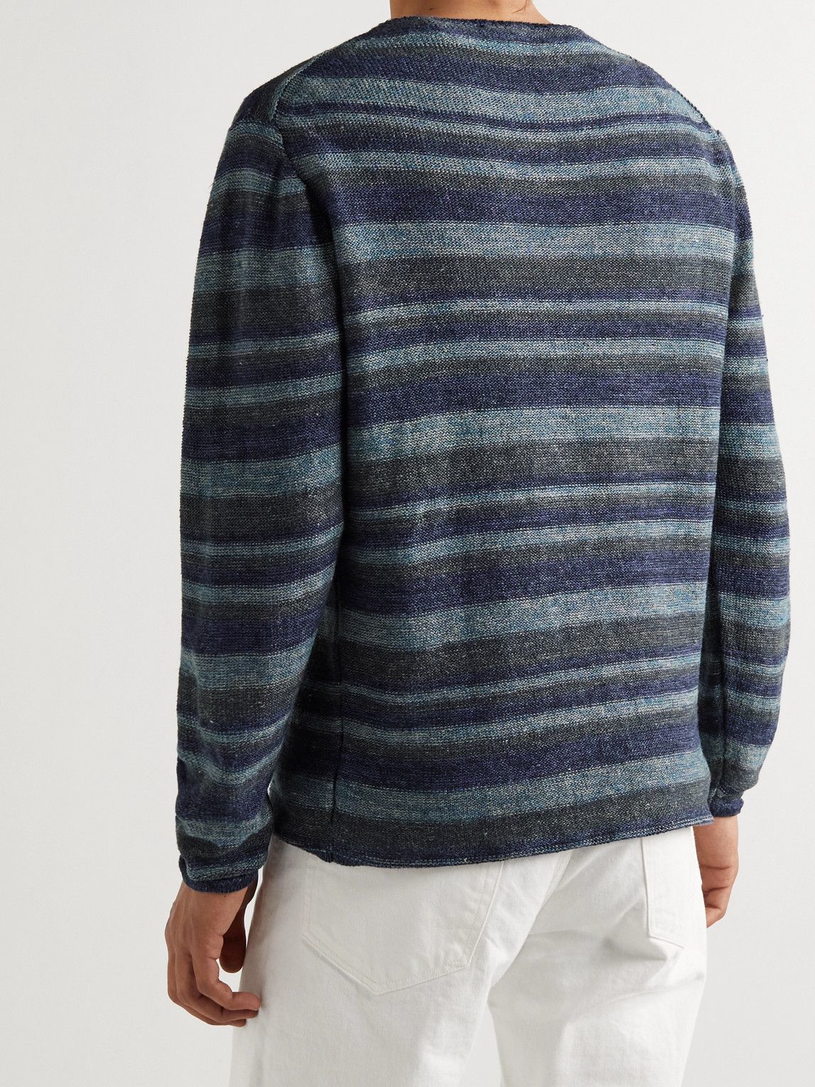 Inis Meáin - Striped Linen Sweater - Blue Inis Meáin