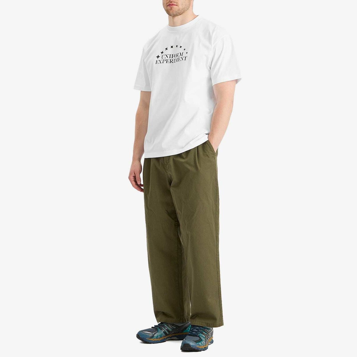 Uniform Experiment Men's Stencil Logo T-Shirt in White Uniform Experiment