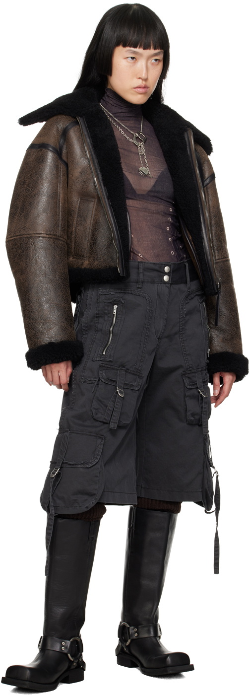 Acne Studios Brown Spread Shearling Jacket Acne Studios