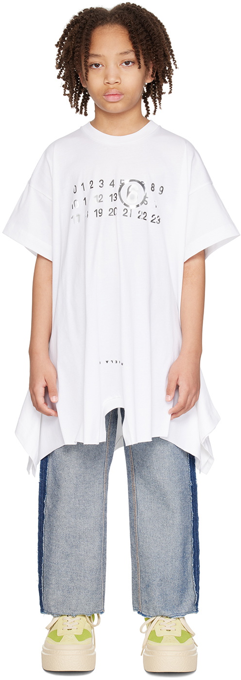 MM6 Maison Margiela Kids White Asymmetric Dress MM6 Maison Margiela