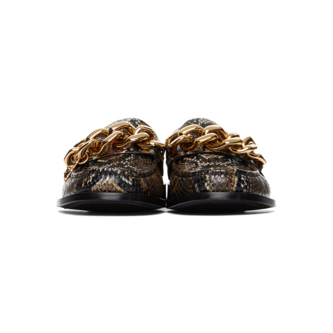 Versace Brown Snake Medusa Chain Loafers Versace